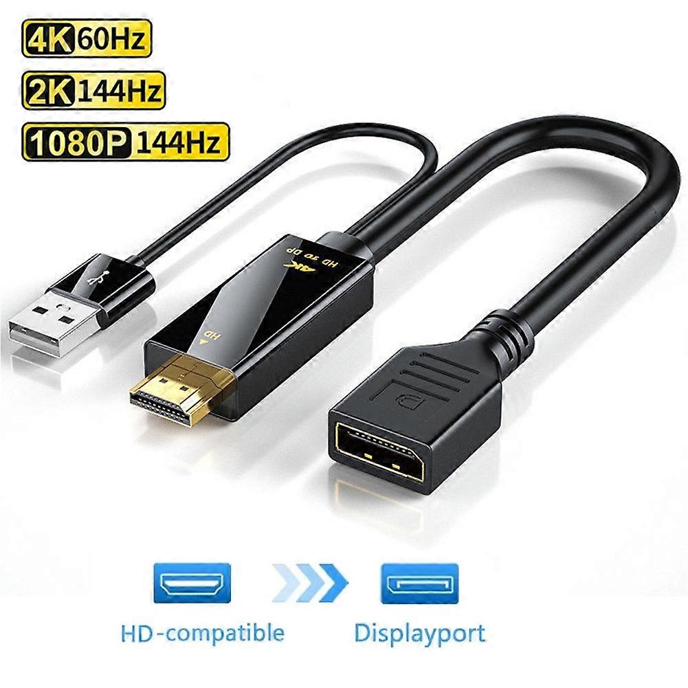 4K@60Hz HDMI-Compatible Male to DisplayPort Female Adapter with USB ...