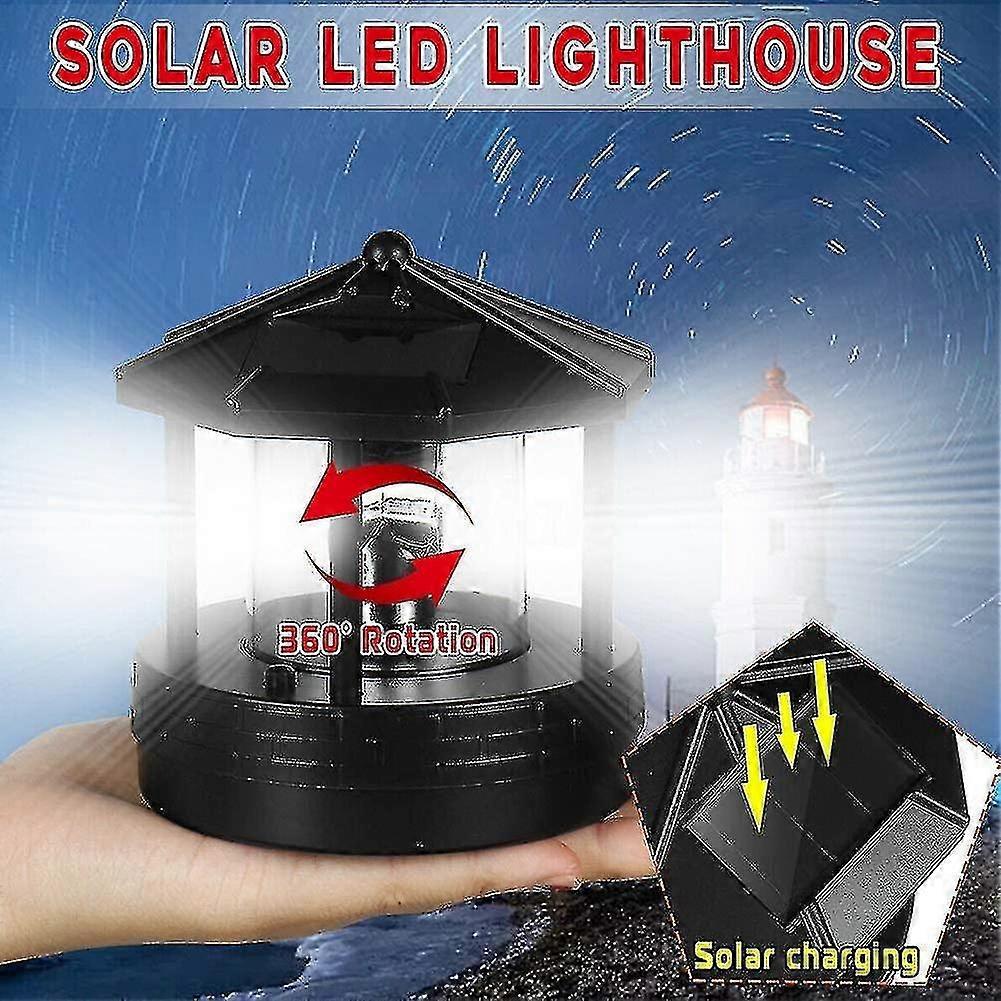 Solar Powered Lighthouse - Decorative Rotating Outdoor Waterproof Led ...