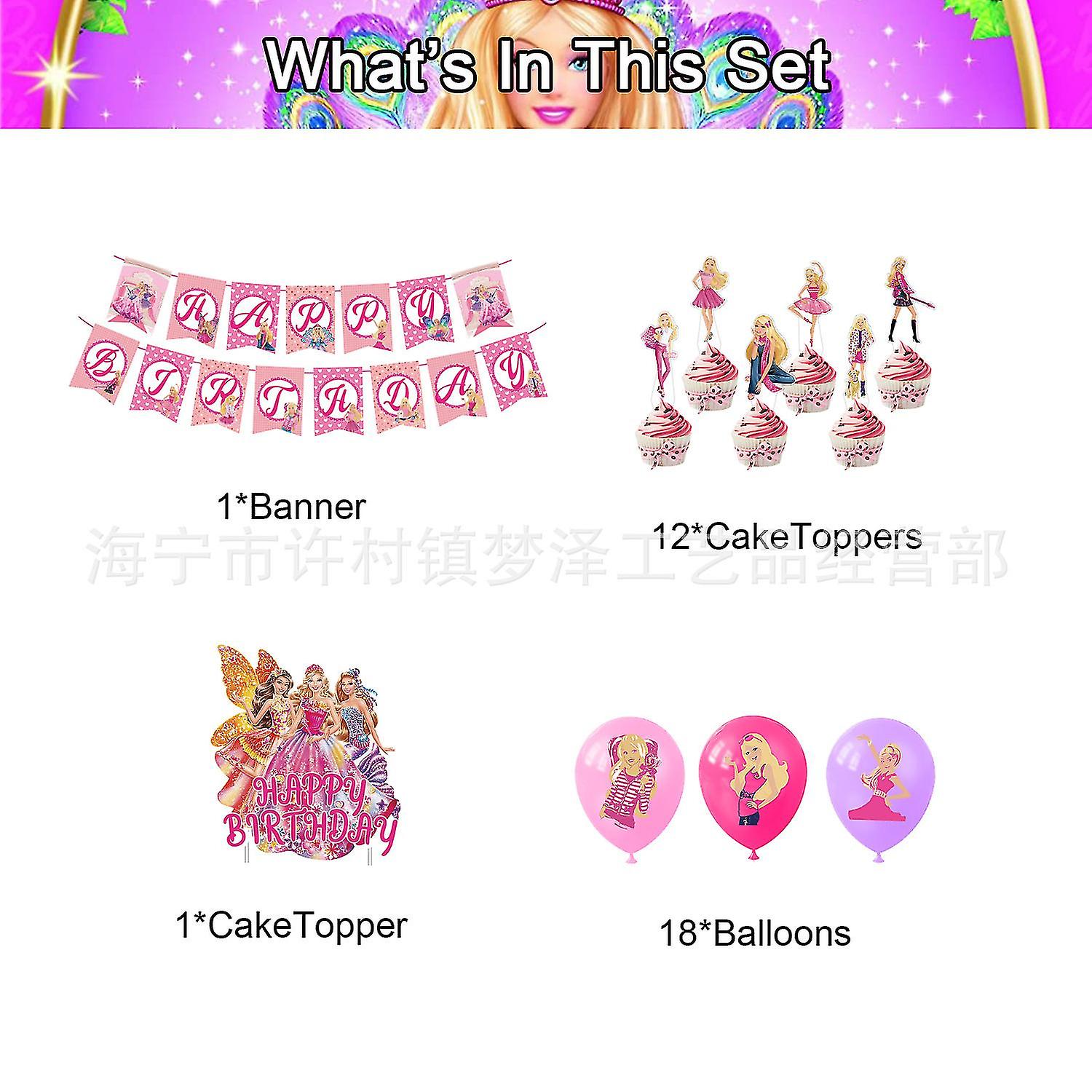 Barbie Theme Children's Birthday Party Decoration Hanging Flag Cake ...