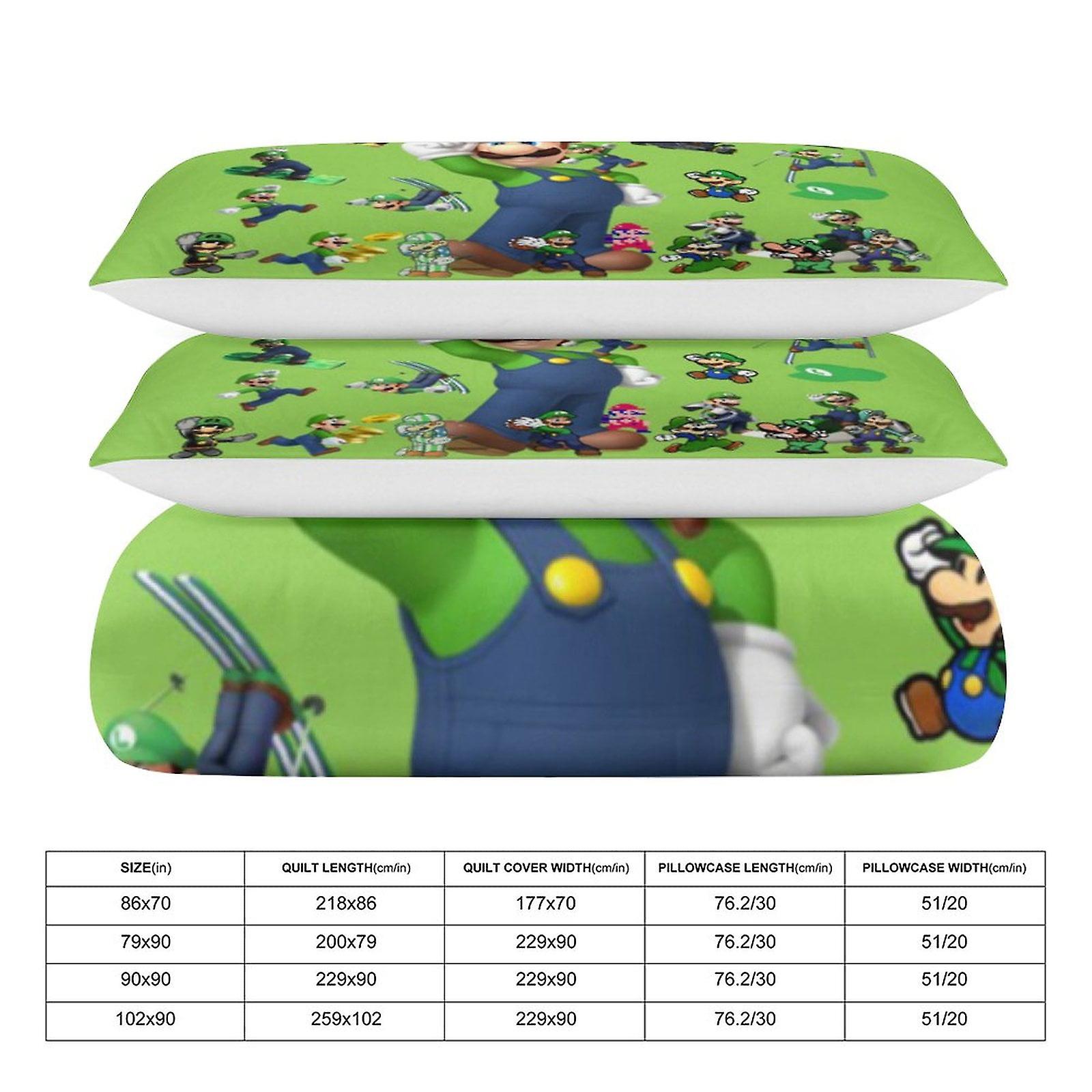 Luigi's Mansion 3 Pcs Bed Sheets Set Breathable Duvet Cover with 2 ...