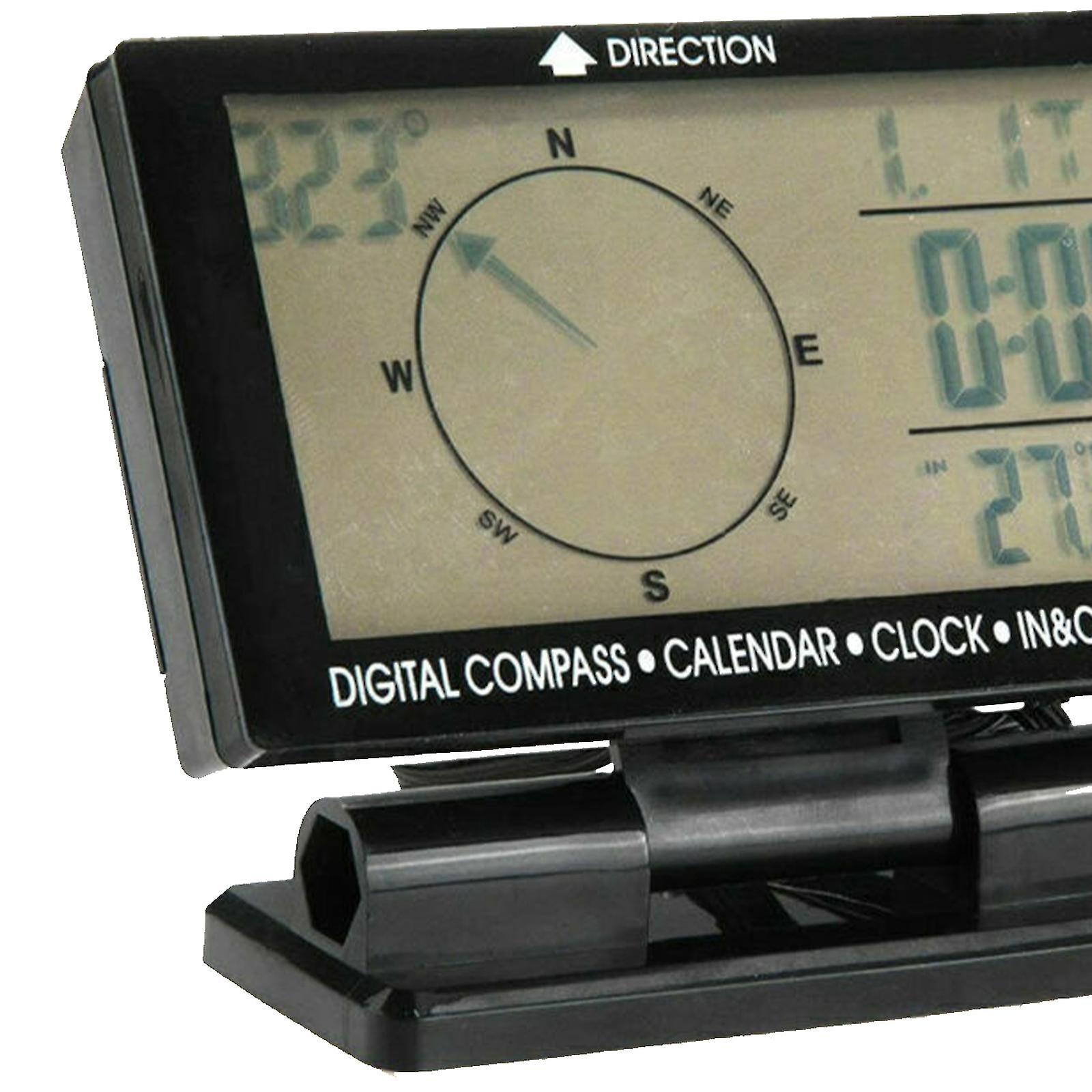 In-car Digital Compass 4.6" Lcd Display Blue Led With Clock Thermometer ...
