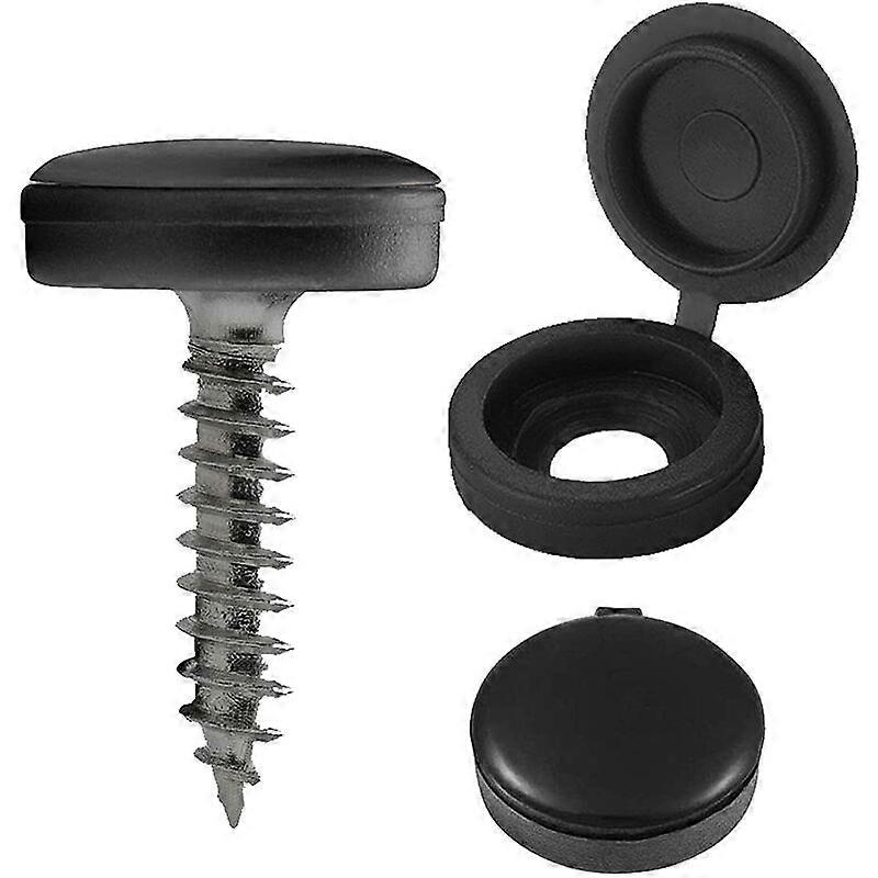 100 Pieces Black Screw Covers License Plate Rivet Covers Plastic Screw ...