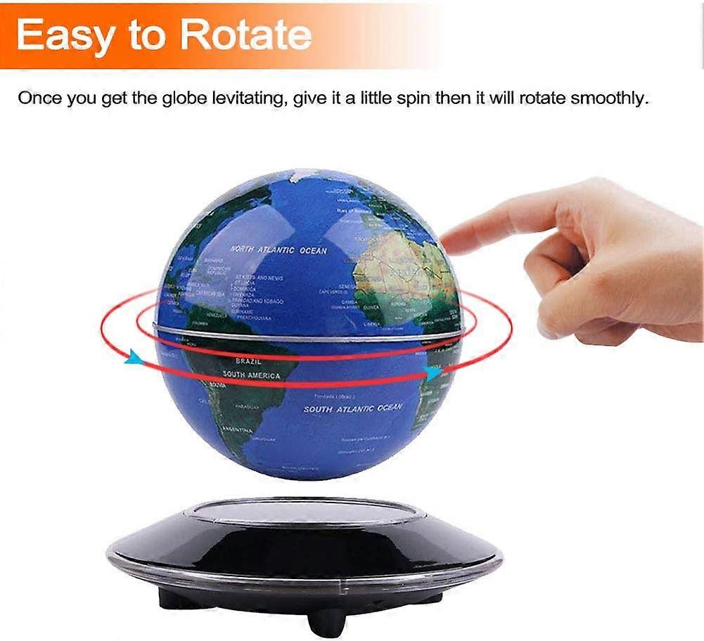 Magnetic Floating Rotating Globe with LED Lights, World Map - Anti ...