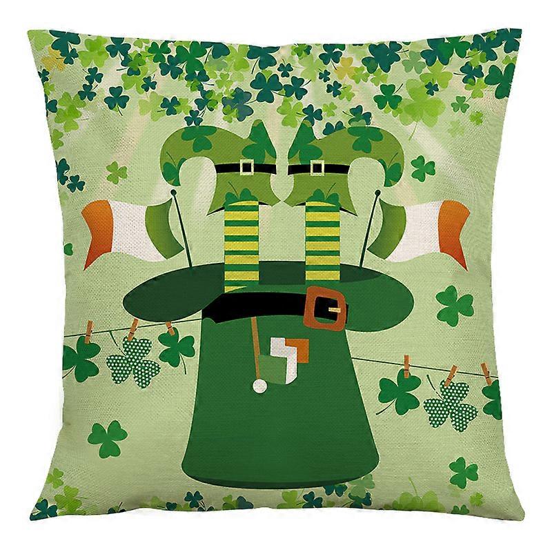 St. Patrick's Day Pillowcase, Irish National Day Green Linen Pillow, Nordic Sofa Pillowcase ...