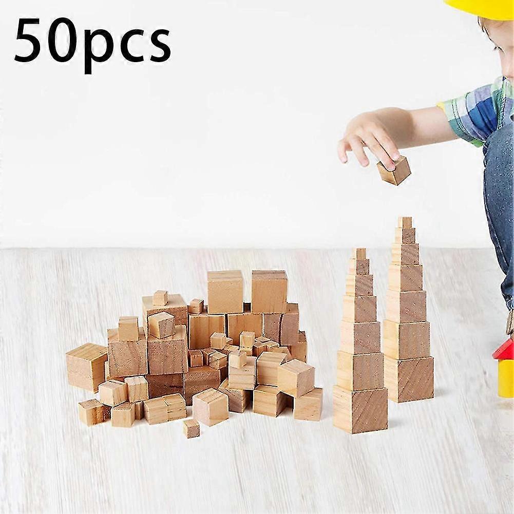 50Pcs Wood Square Square Blank Wood Blocks compatible Puzzle Making ...