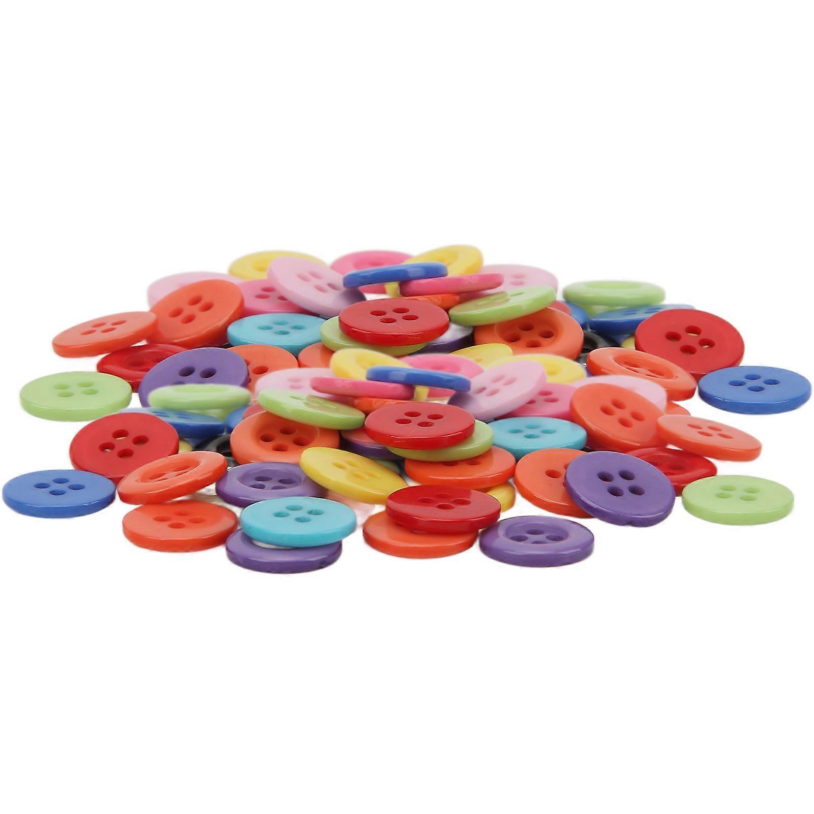 100 Pcs Buttons Colorful Flat Back Waterproof Oil Resistance Easy ...