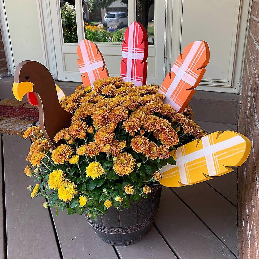 Turkey Shape Flower Pot Stake Thanksgiving Theme Planter Decor for ...