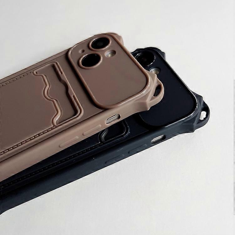 For iPhone 15 Shockproof Card Slot Frosted TPU Mobile Phone Case ...