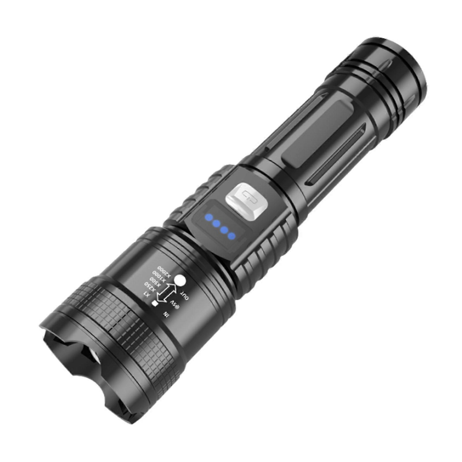 Flashlight Retractable Zoom Flashlight Power Display Ultra-bright P50 ...