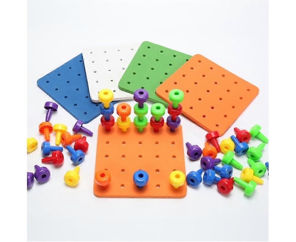 Creative Kids Early Learning Nail Building Block Stacking Peg Board Set ...
