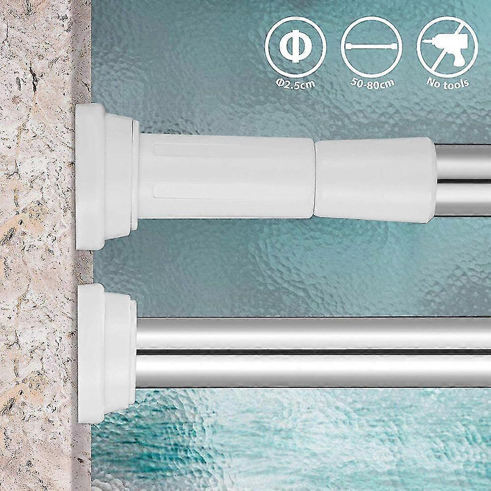 Shower Curtain Rod 50-80cm Rotating Adjustable Shower Rod Also As A ...