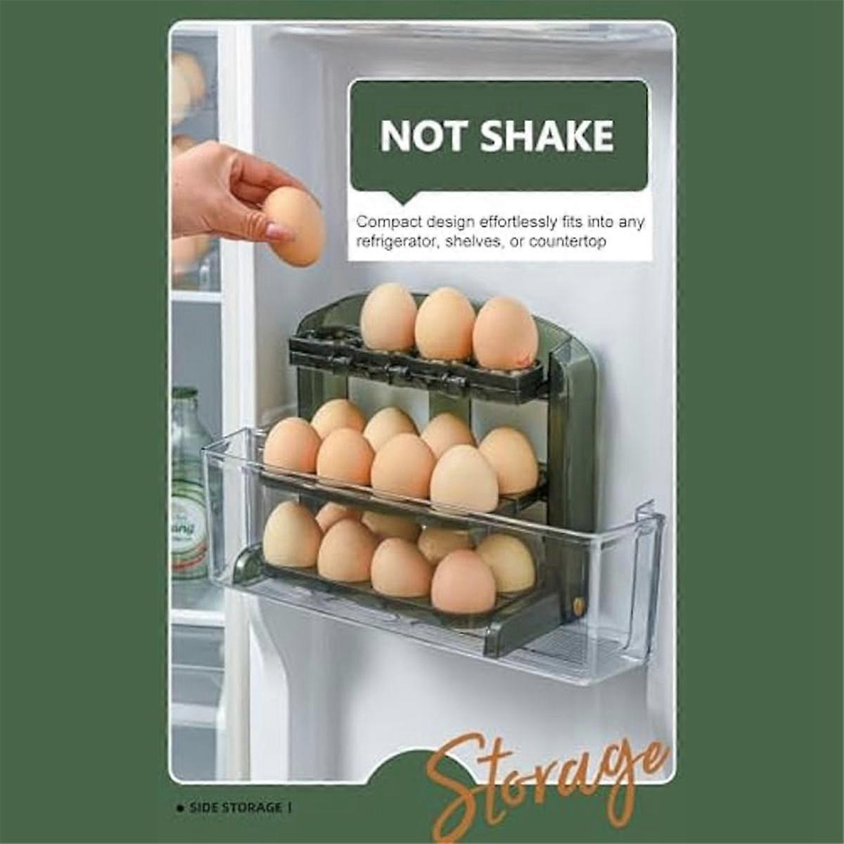 Flippable Egg Holder for Refrigerator,3 Layer Egg Storage Container for ...