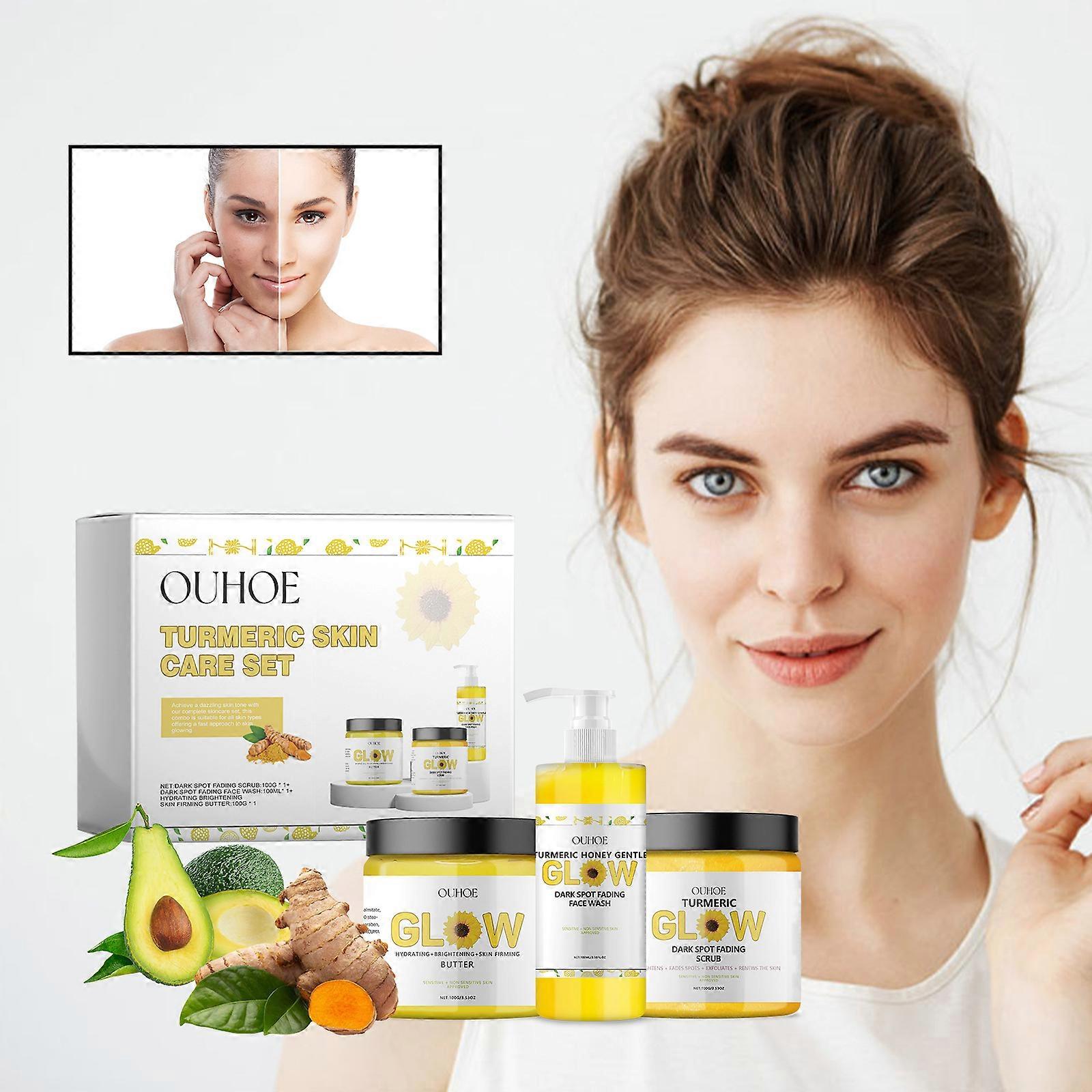 2 sets Turmeric Glow Combo Skincare Set, 3 In 1 Turmeric Combo Skincare ...