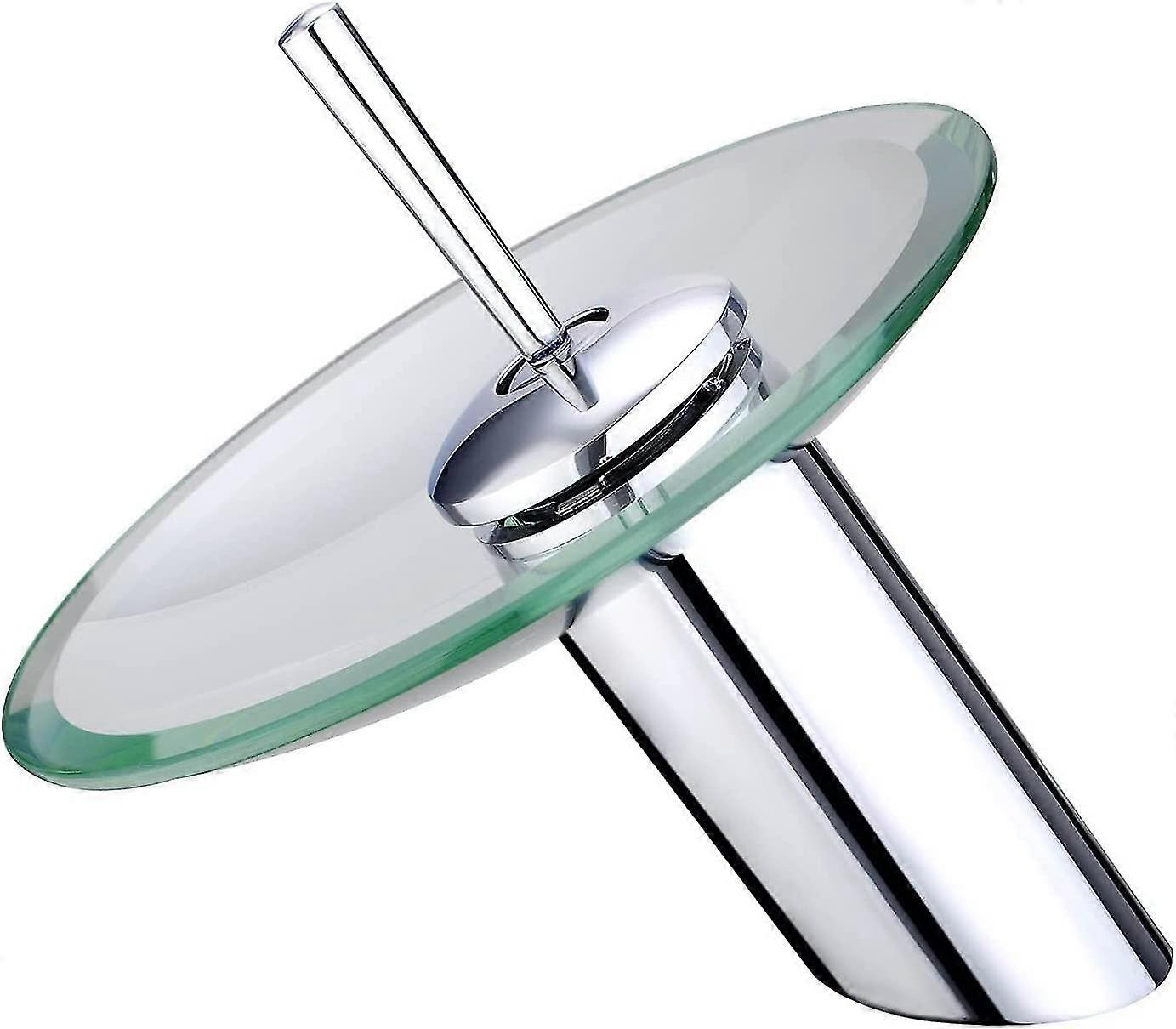 Chrome Single-hole Basin Faucet With Inlet Hose Glass Waterfall Basin ...