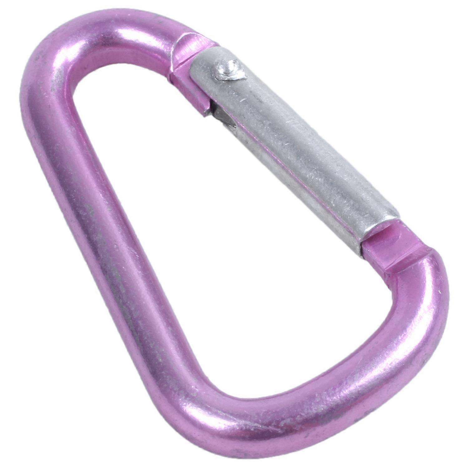 Pink aluminum alloy D-shape spring-loaded gate closure carabiner ...