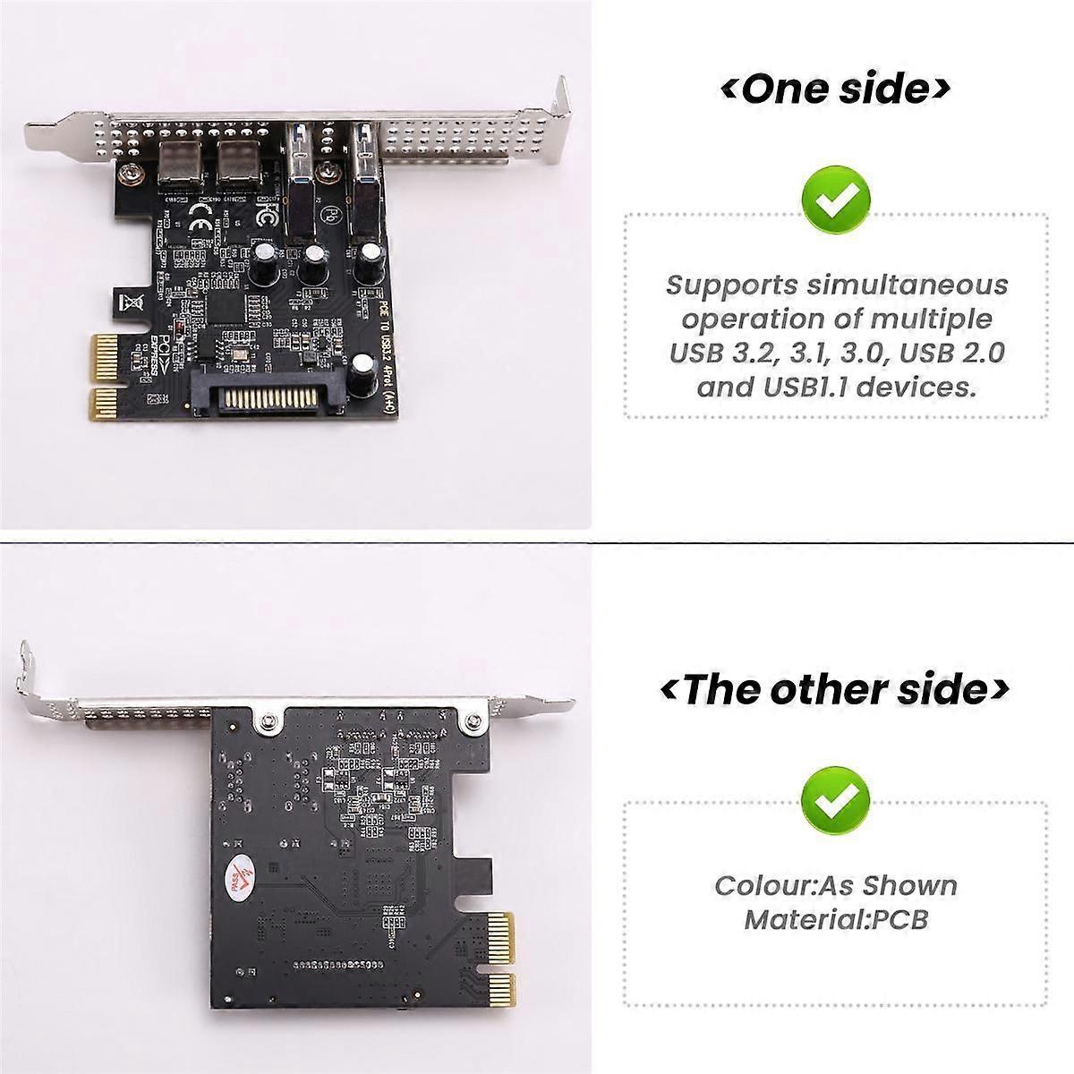 PCI Expansion Card 4-Ports (Type-C+A) USB 3.2 Expansion Card 5Gbps High ...