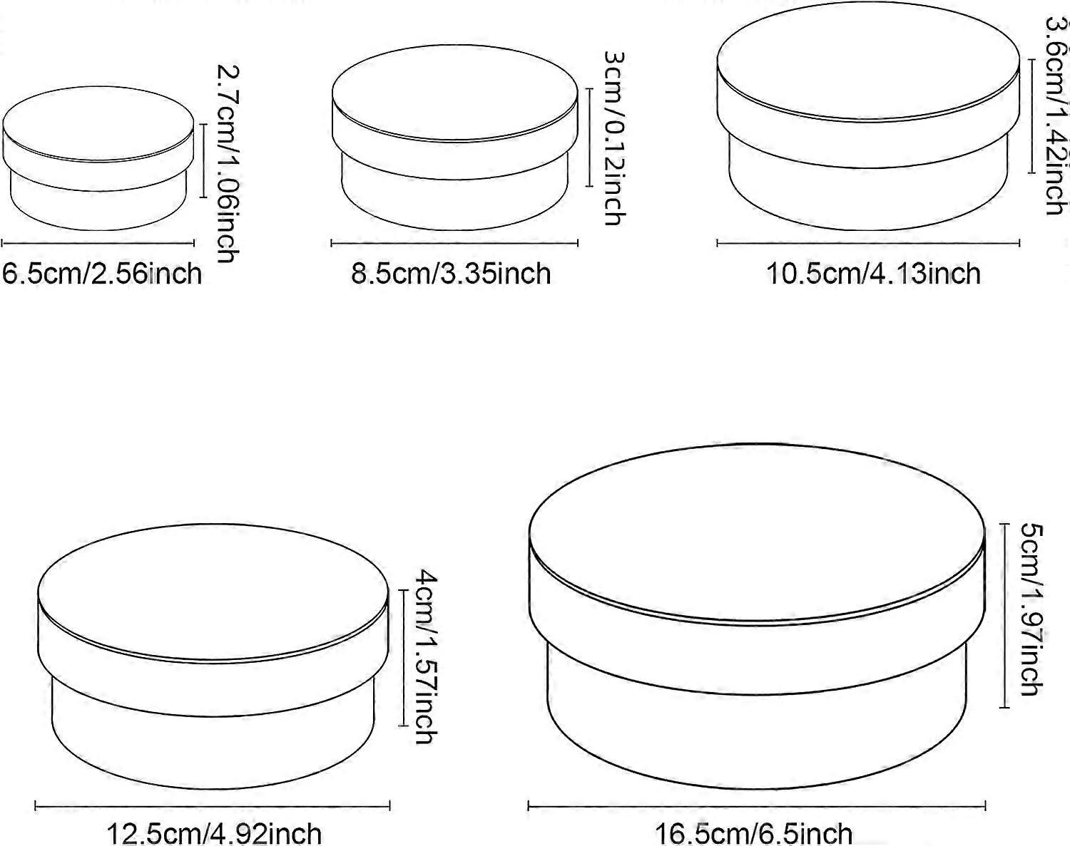 5 Sizes Papier Mache Flat Round Boxes Nesting Stacking Craft Paper Gift ...