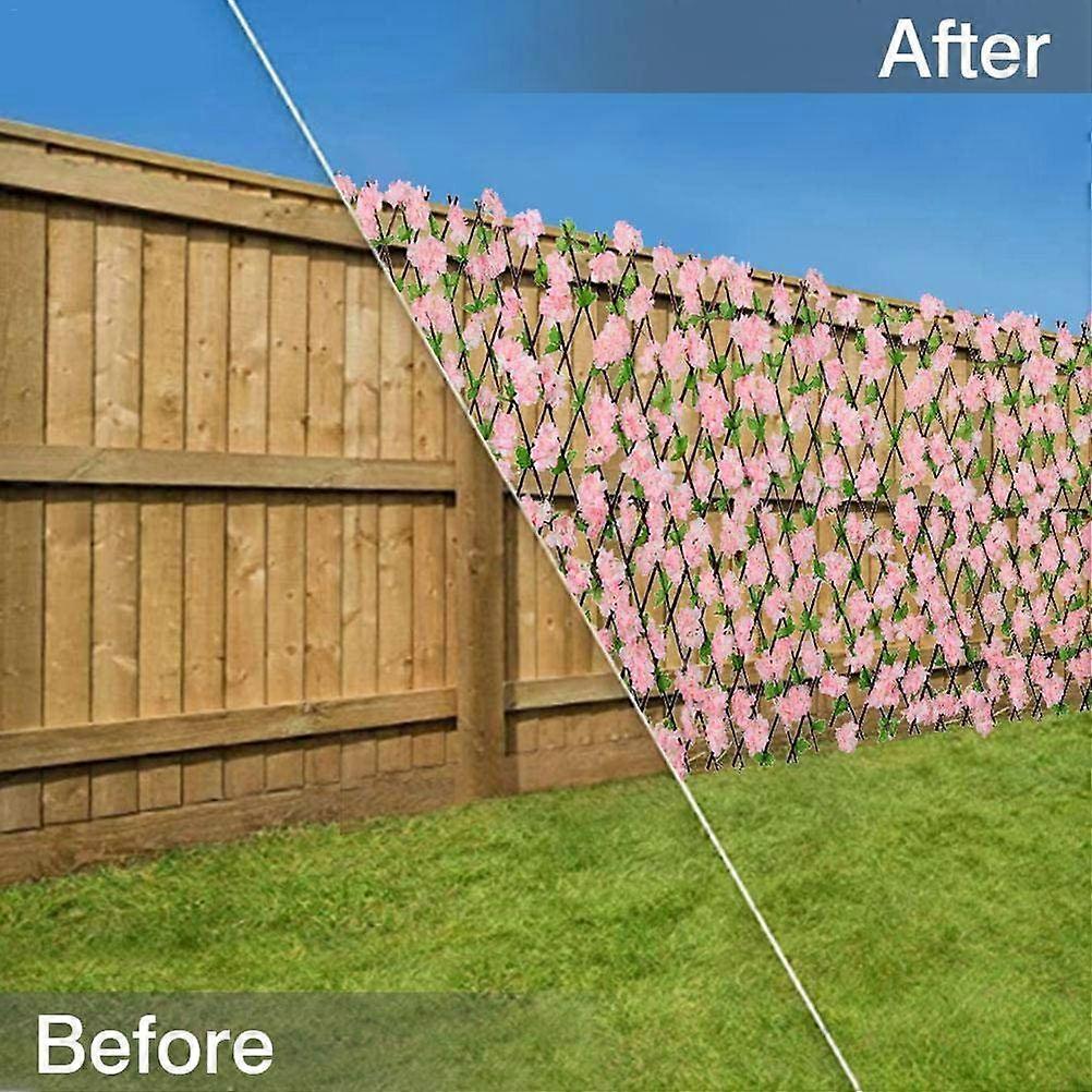 Wooden Retractable Fence Expanding Fence Hedge With Artificial Flower ...