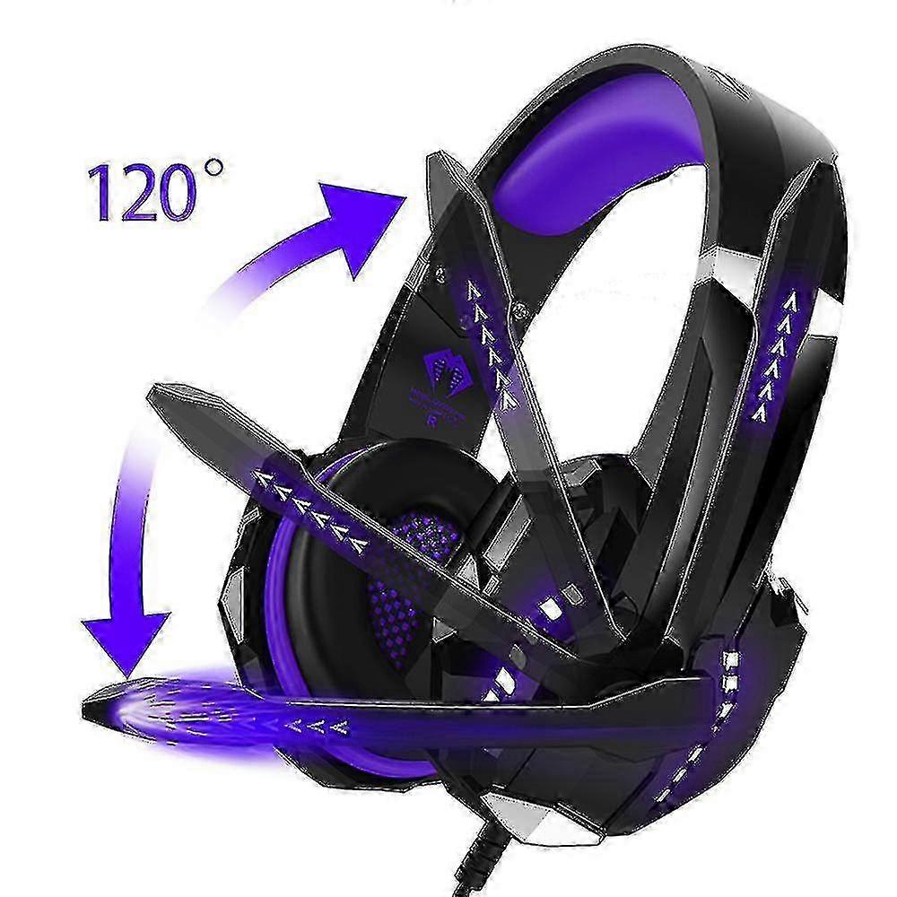Purple Gaming Headset with Noise-Isolating 120 Adjustable Mic, 40mm ...