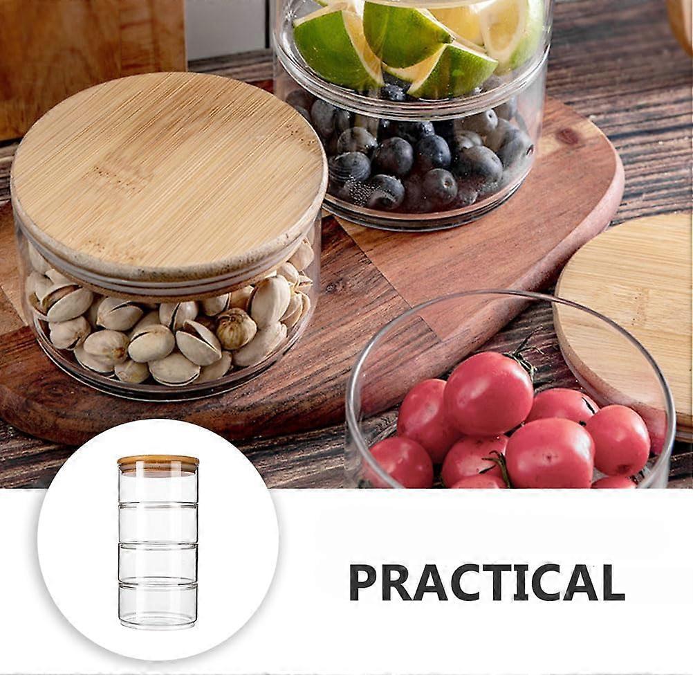 Glass Storage Jars with Lids 4-Tier High Borosilicate Stackable Food ...