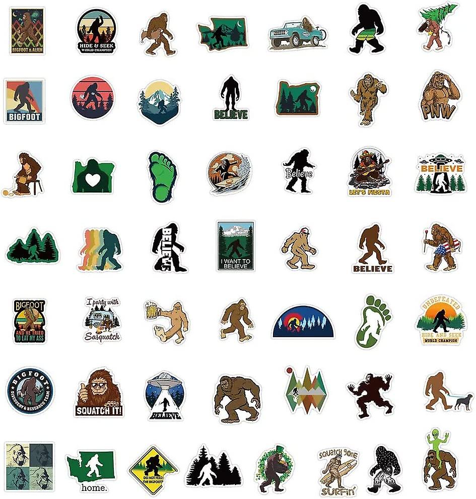 50 Pcs Bigfoot Stickers| Sasquatch Waterproof Vinyl Stickers for Water ...