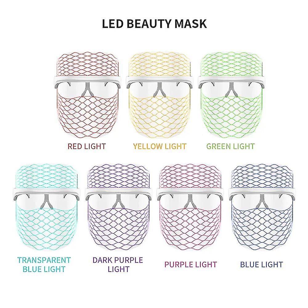 Led Face Mask Light Therapy, 7 Led Light Therapy For Facial - Blue ...