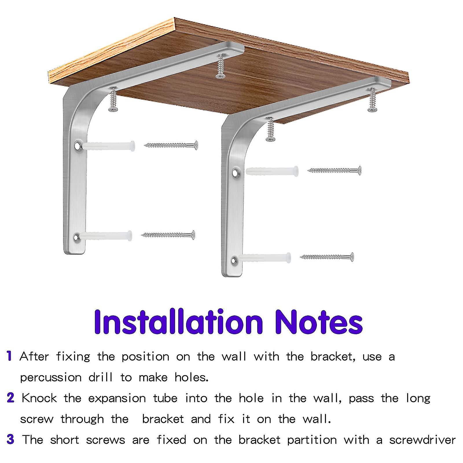 4 Pieces Shelf Brackets, Heavy Duty Wall Corner Brace Angle Shelving ...