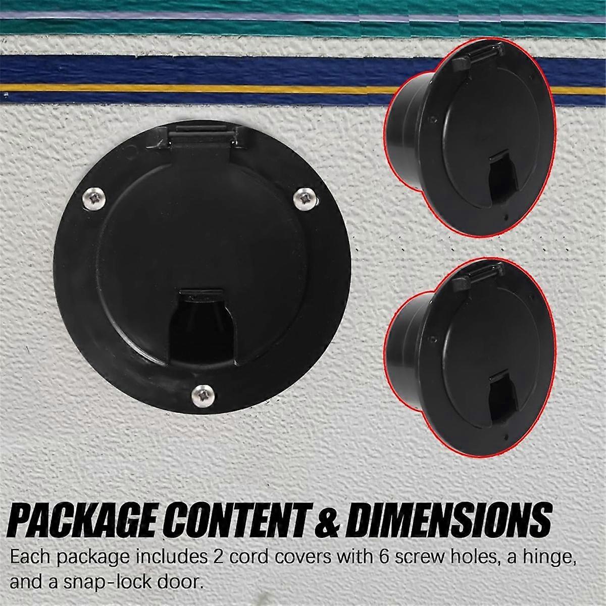 2-Pack, Black RV Hatch Covers Round Electric Cable Hatch for RV Trailer ...
