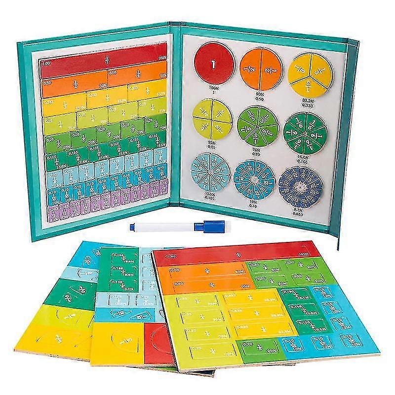 Children Magnetic Fraction Learning Math Toys Wooden Fraction Book Set ...