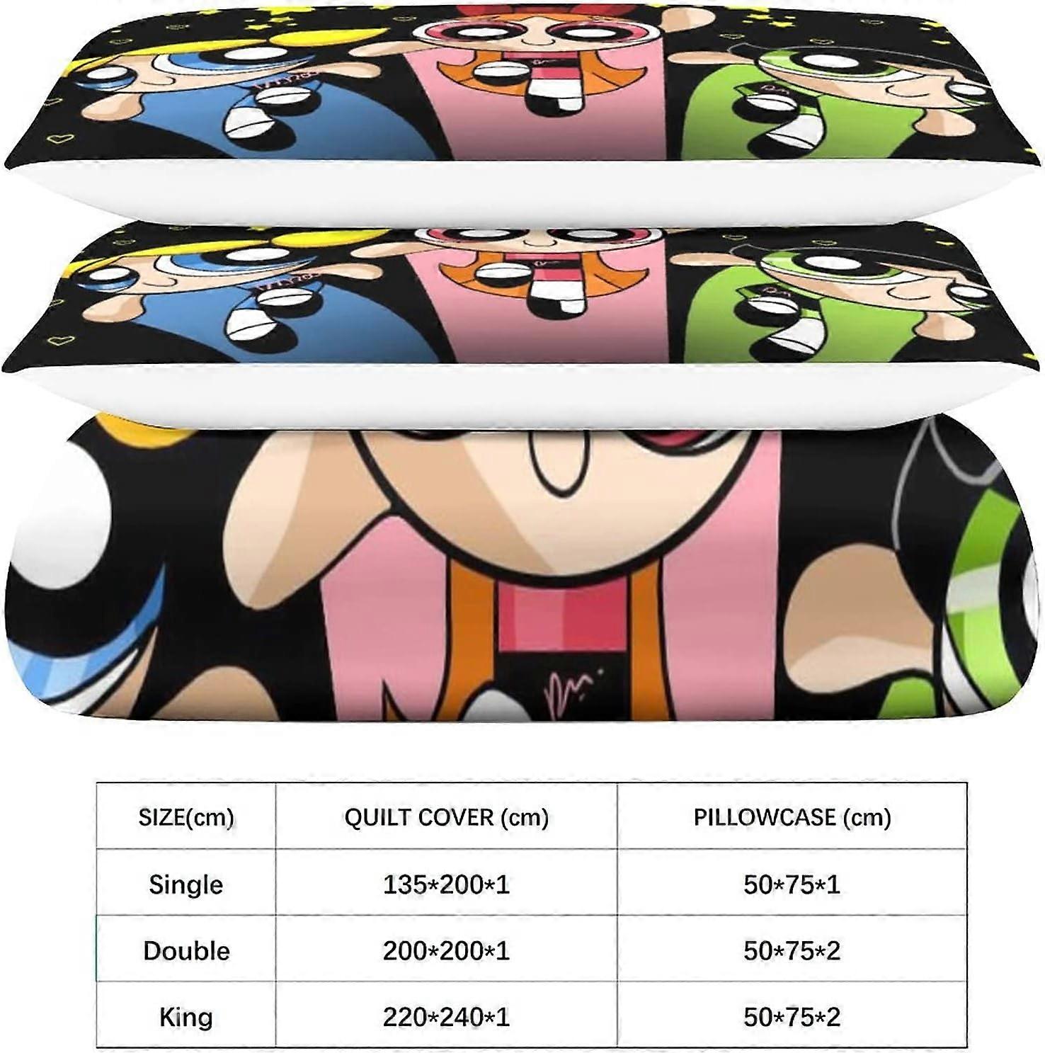 Powerpuff Girls Duvet Cover 3D Bedding Sets for Adult Kids, Microfiber ...