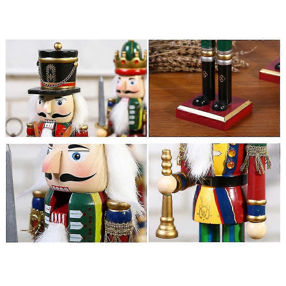 Set of 4 Wooden Christmas Nutcracker Soldiers - 30cm Height on Stand ...