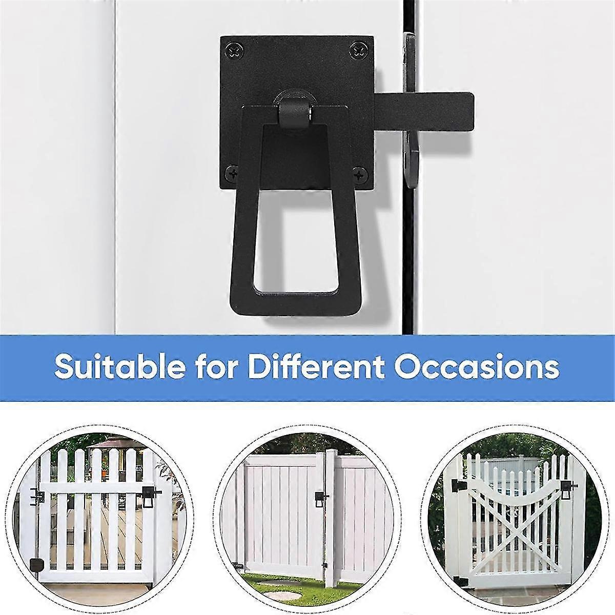 Heavy Duty Gate Latch, Double Side Gate Latches, Matte Black Fence ...