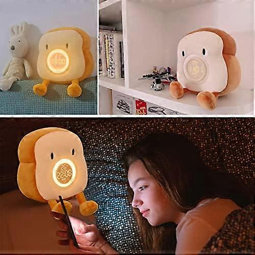 Plush Toy Night Light Alarm Clock for Kids, Multiin-one Cozy Toast ...