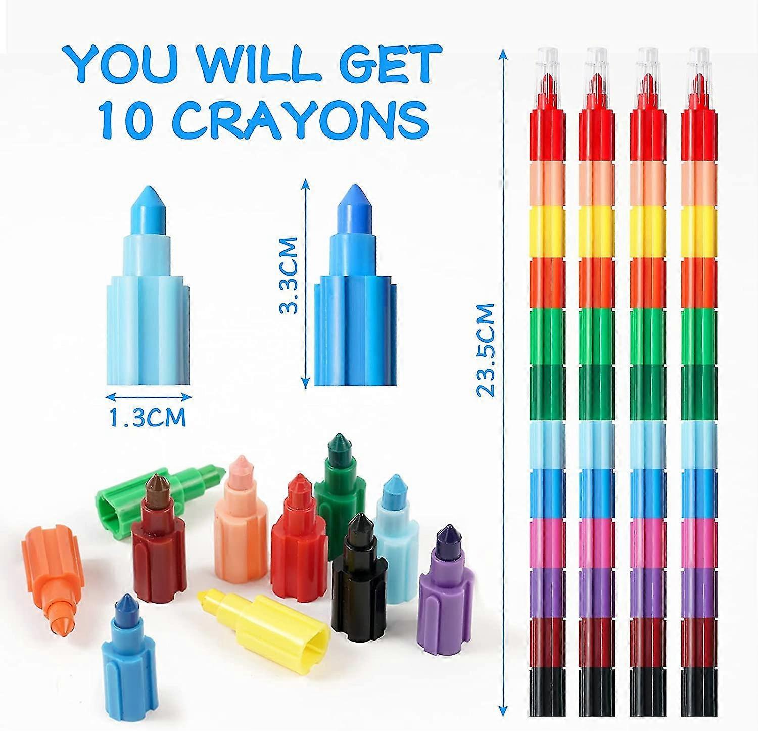 12 X Stacking Crayons, Colouring Pencils Rainbow Point Crayons ...