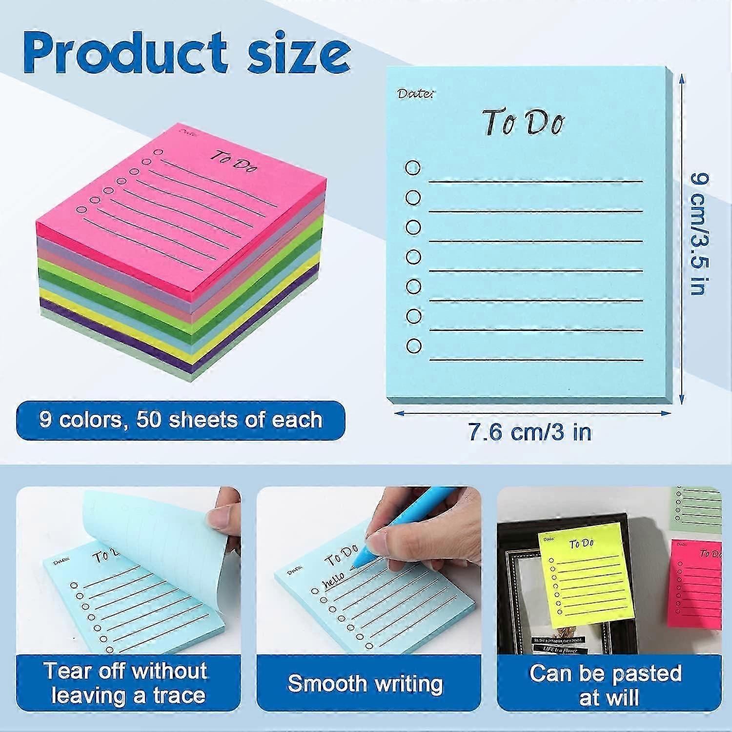 450 sheets 3.5X3 inches to do notepad various colors lining sticky ...