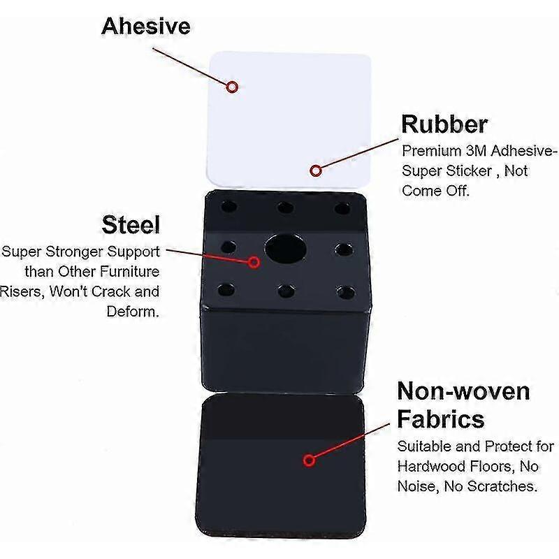 Bed Risers Furniture Risers Add 5cm Height, Solid Steel Supports 10000 ...