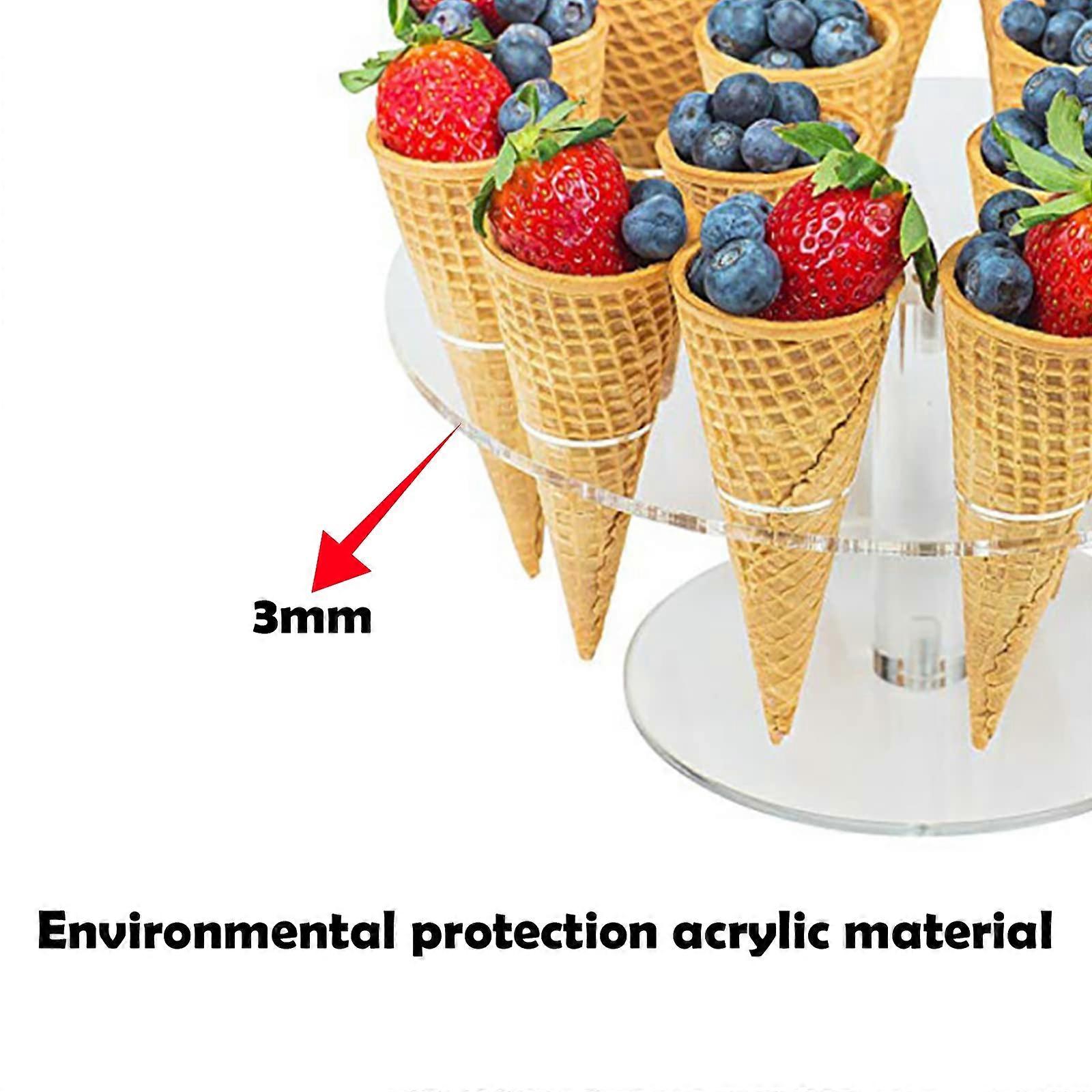 16 Holes Ice Cream Cone Holder Stand, Transparent Acrylic Ice Cream ...