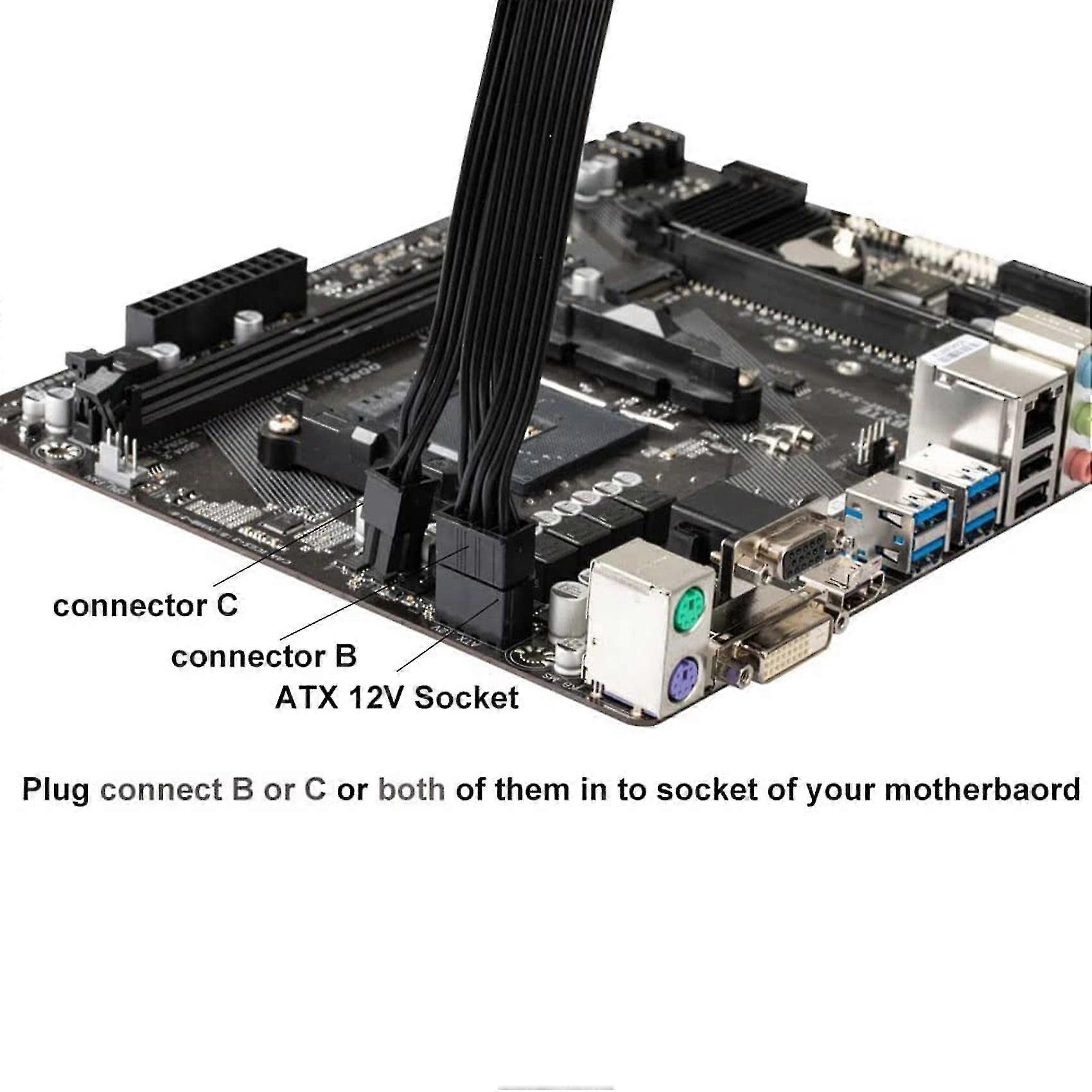 2 Pack EPS12V CPU 8 Pin Female to CPU ATX 8 Pin and ATX 4 Pin Male ...