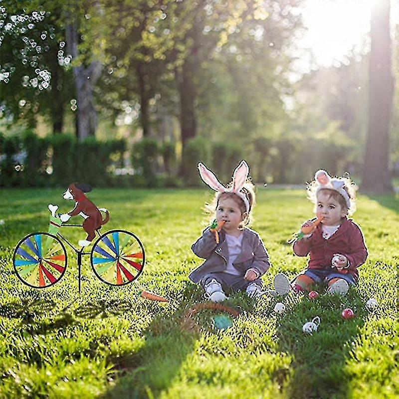 Cat Dogs On Bike Wind Spinner Windmill Rainbow Wheels Animal Bicycle ...