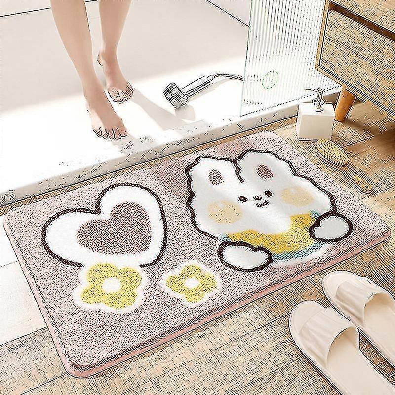 Cute Rabbit Tufted Doormat Bath Mat Soft Plush Fluffy Carpet Kids ...