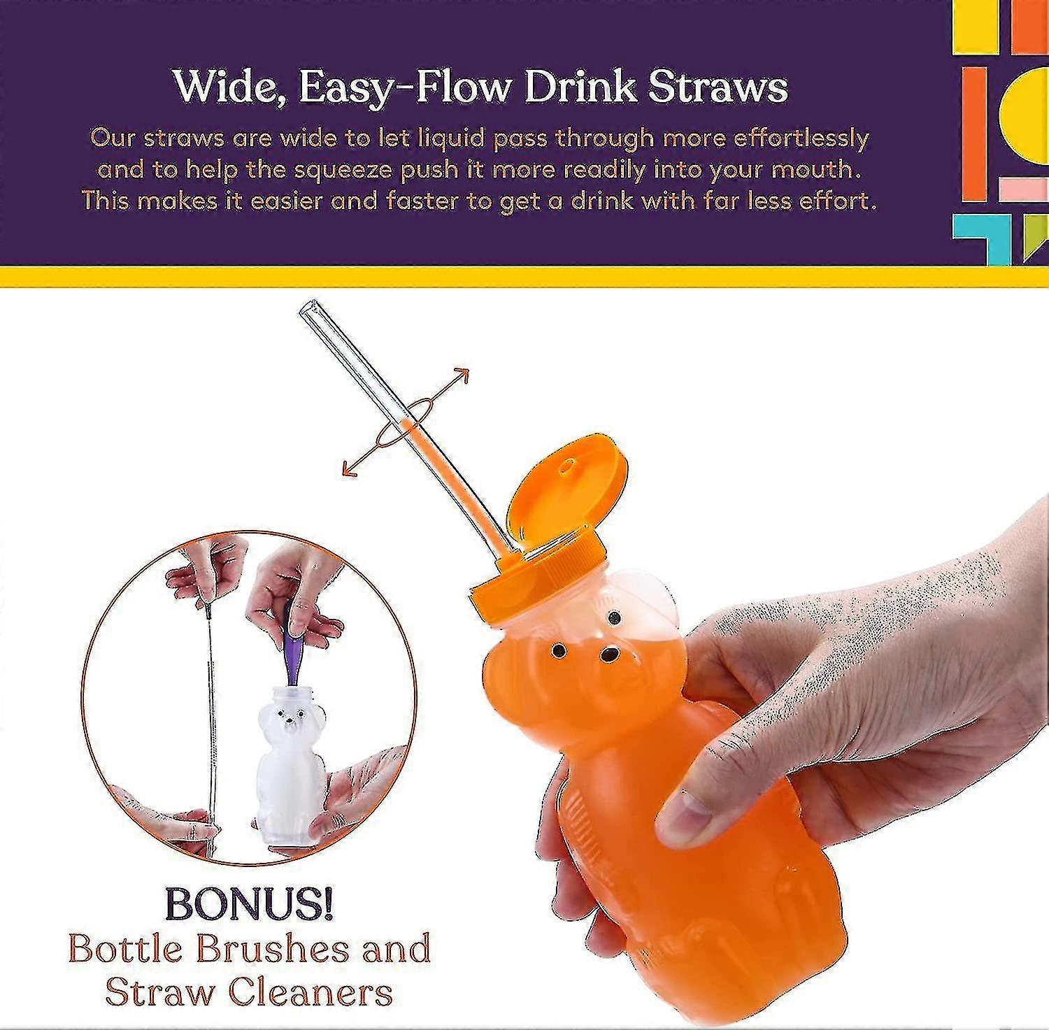Honey Bear Straw Cup Long Straws, 3-pack Squeezable Therapy And Special ...