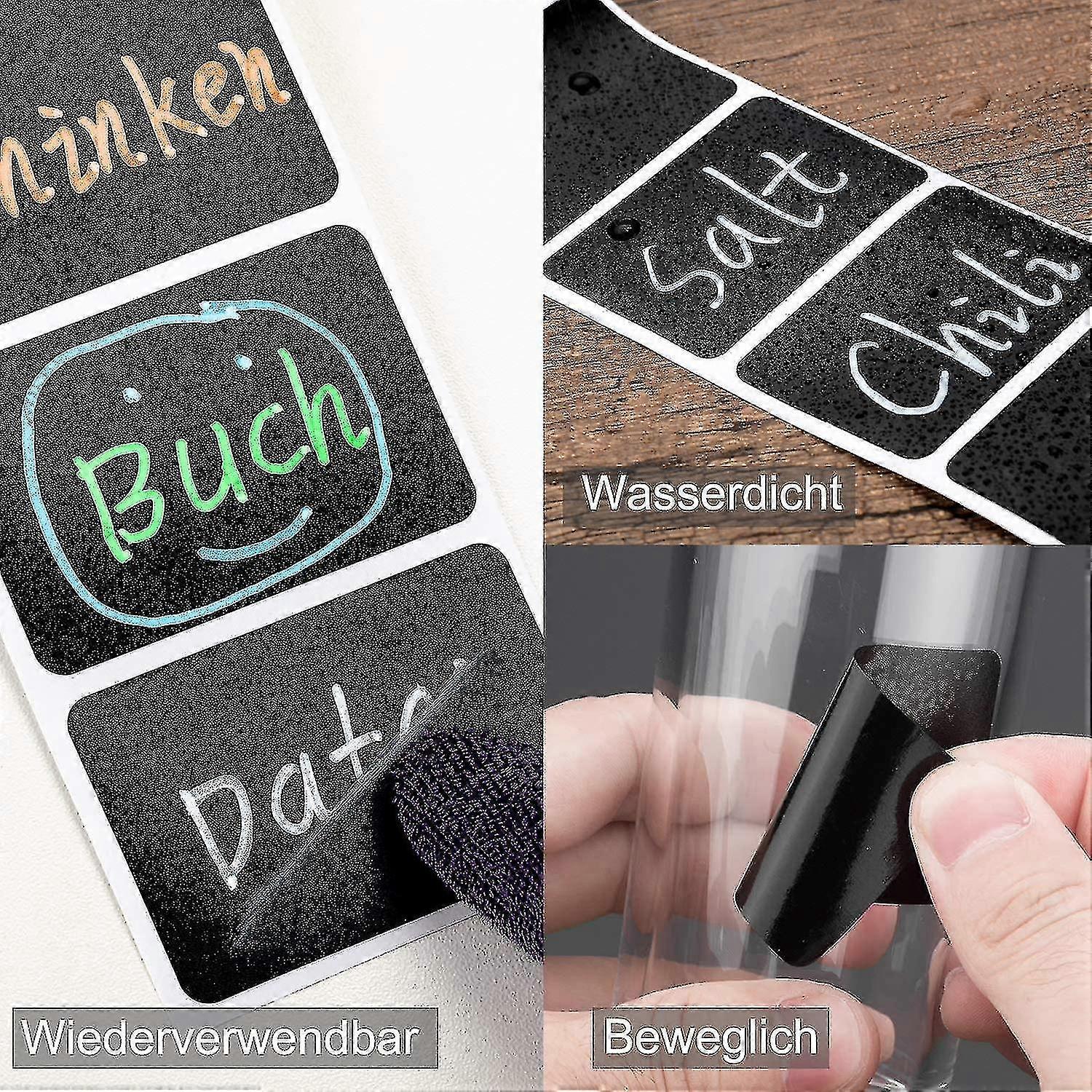 300 Pcs Black Chalkboard Stickers Waterproof Labels Self Adhesive ...