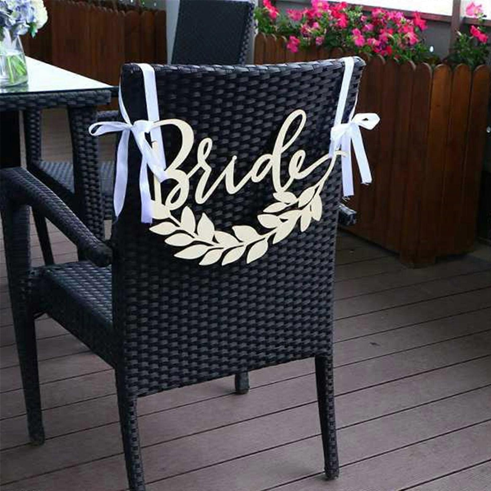 2pcs Bride Groom Wedding Chair Signs Wooden Chair Back Signs For Bride ...