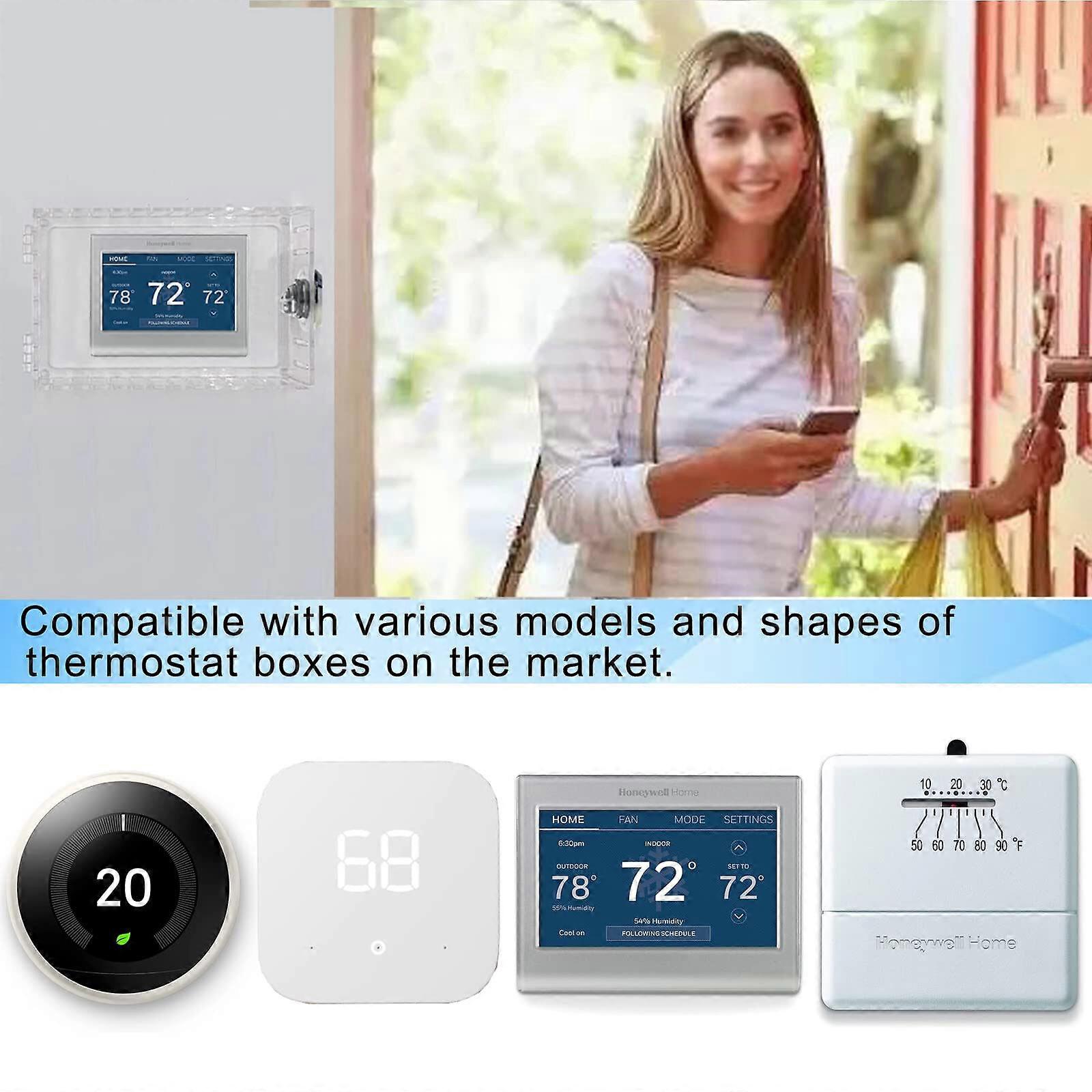 Universal Thermostat Lock Box with Key,Clear Large Thermostat Guard for ...