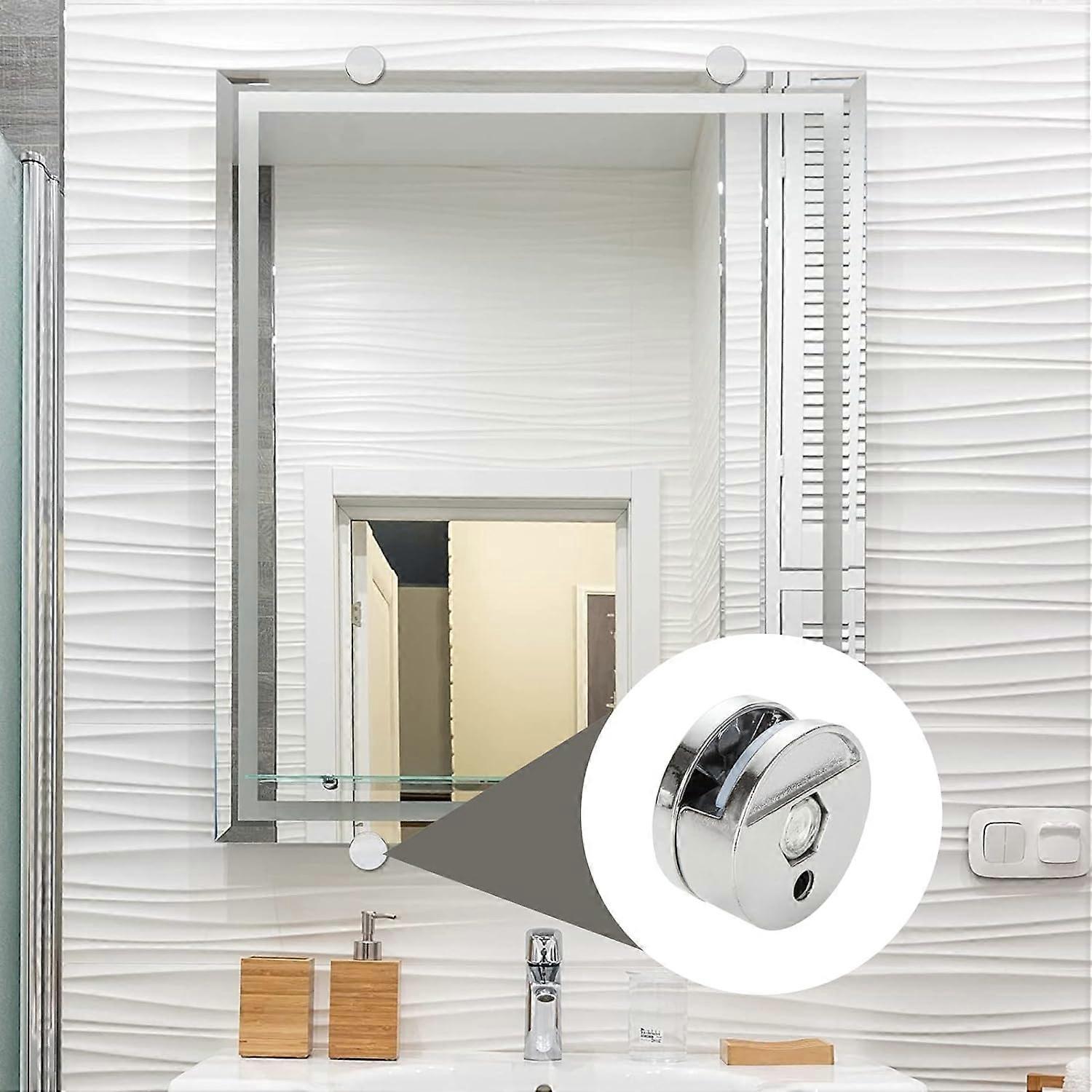 12PCS Zinc Alloy Floating Mirror Clamp, Round Glass Bracket Holder ...