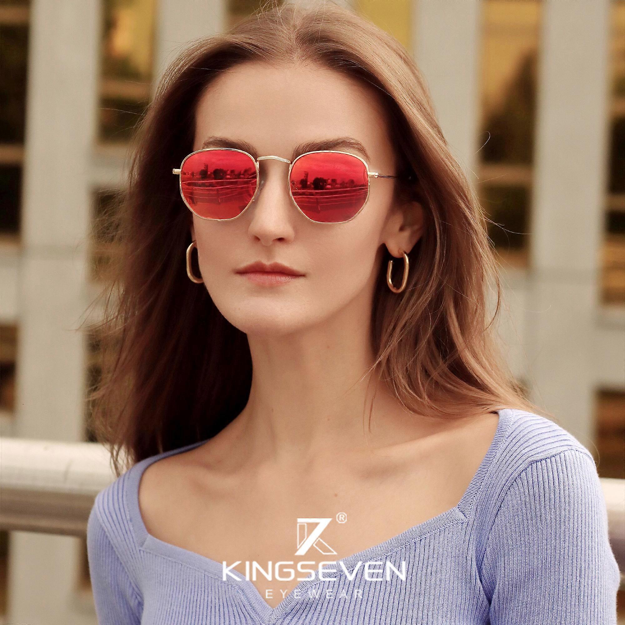 KINGSEVEN 2022 Classic Reflective Sunglasses Men Hexagon Retro Sun ...