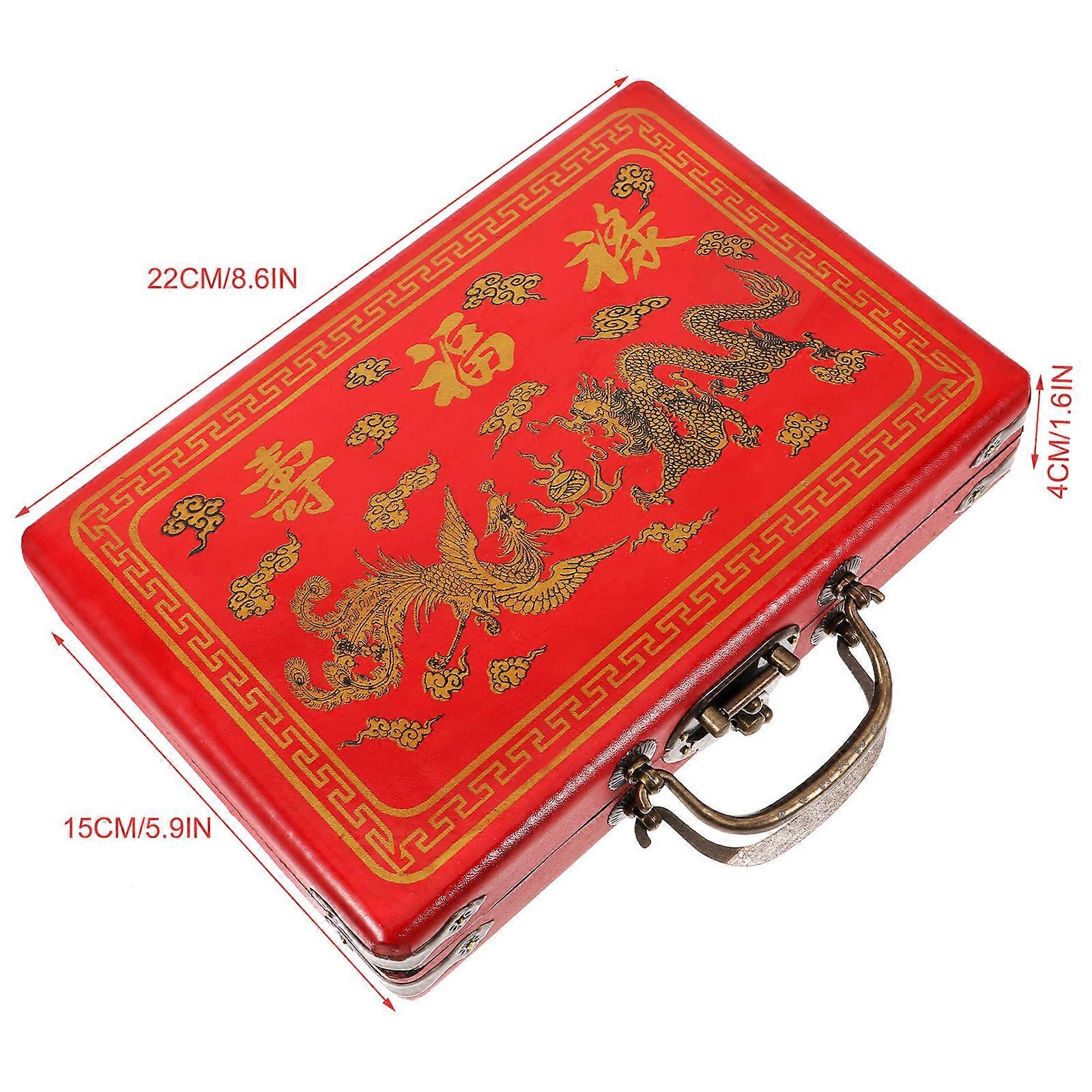 Chinese Mahjong Box Traditional Mahjong Tiles Storage Box Empty ...
