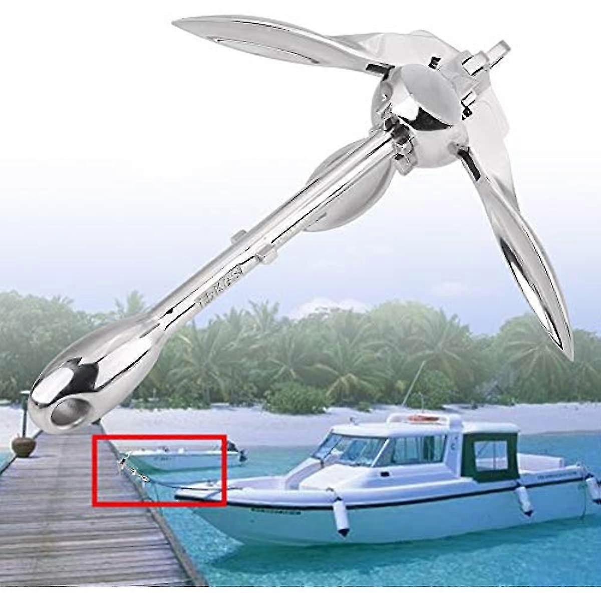 Grapnel Boat 15kg Stainless Steel Boat Folding Grapnel Anchor Docking ...