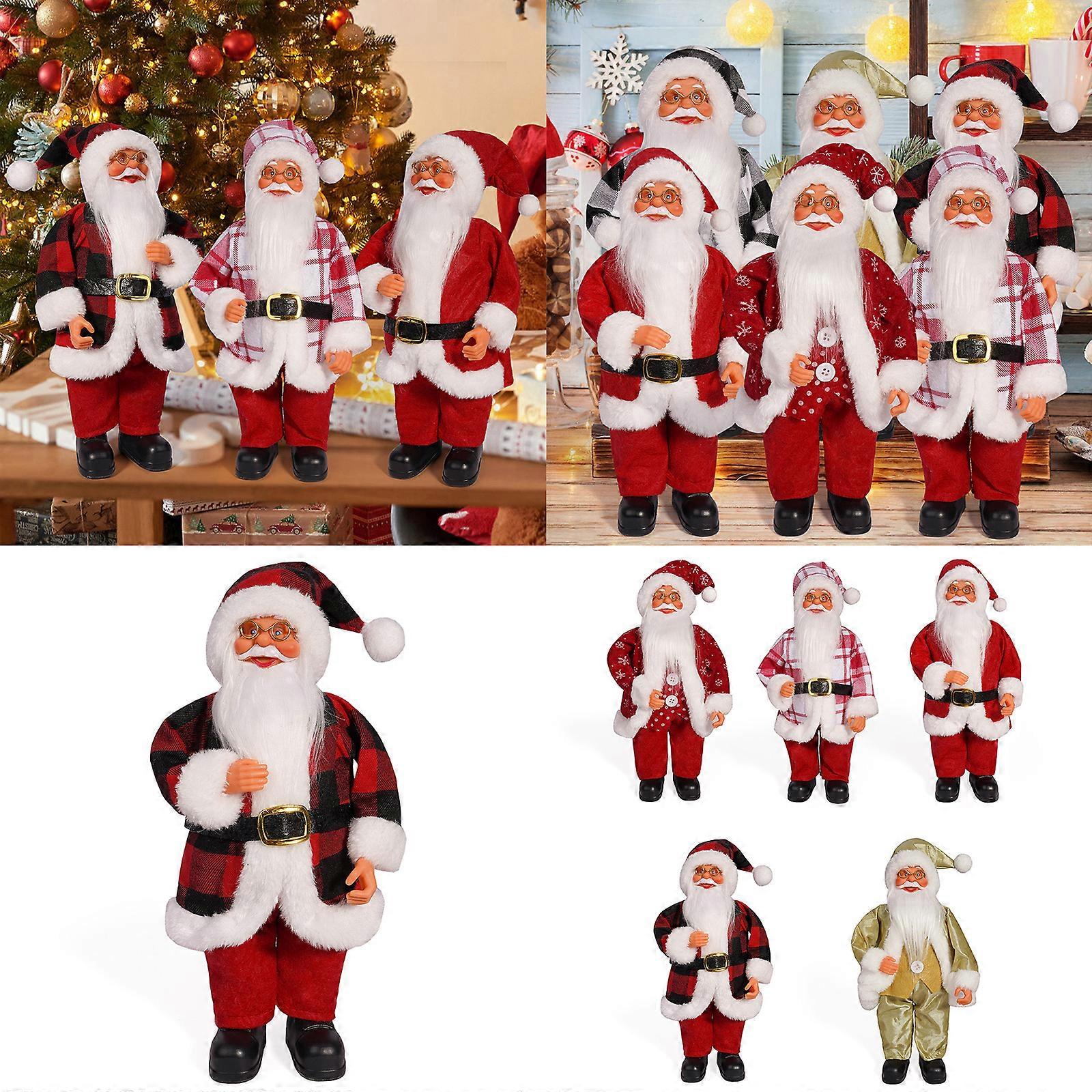 Christmas Santa Figurine Decoration 12Inch Multicolored Checkered ...