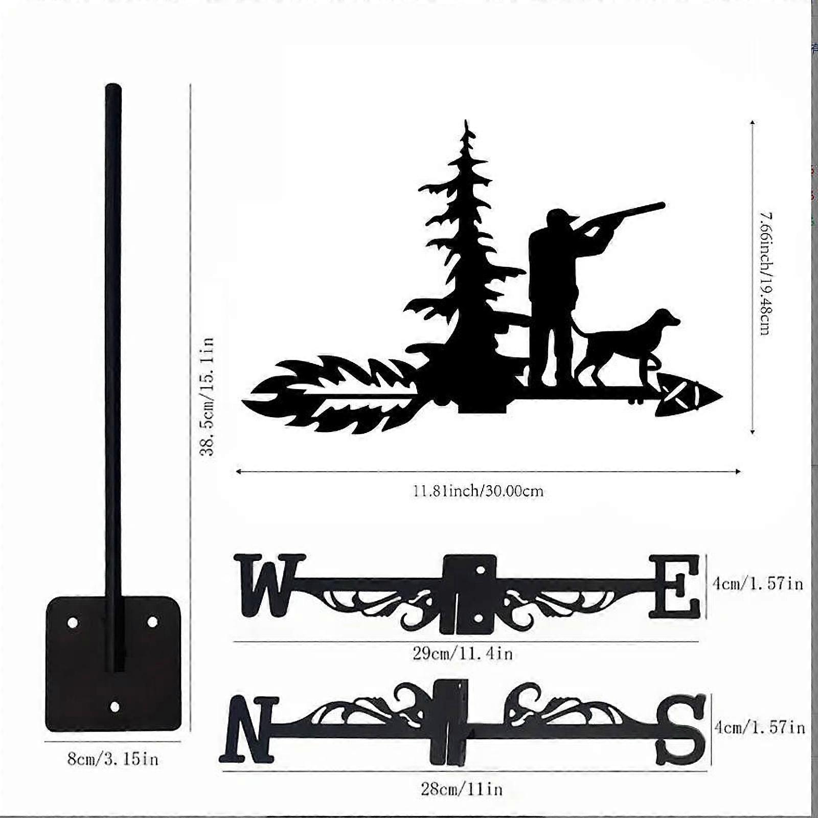 Man Dog Weathervane Wind Direction Indicator Roof Lawn Porch Metal Wind ...